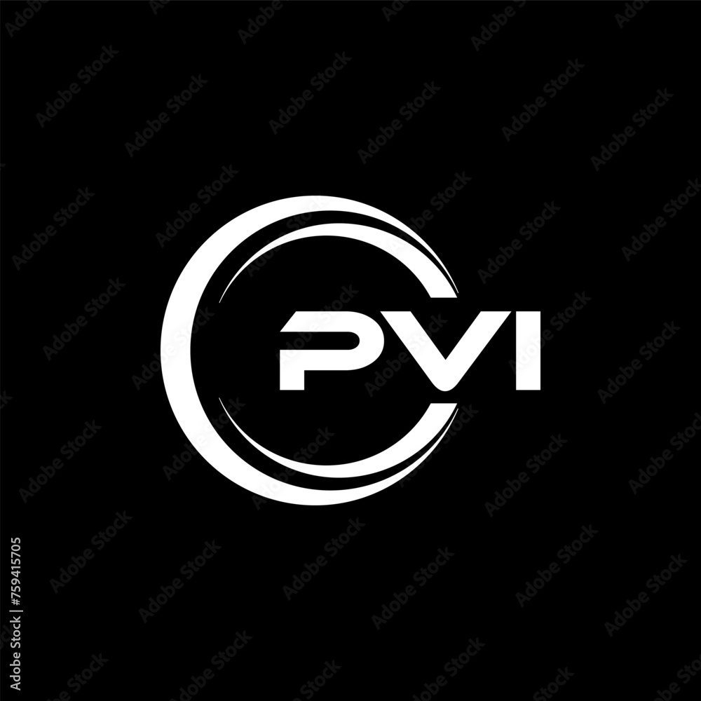 PVI letter logo design with black background in illustrator, cube logo ...