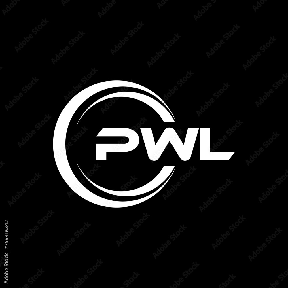 PWL letter logo design with black background in illustrator, cube logo ...