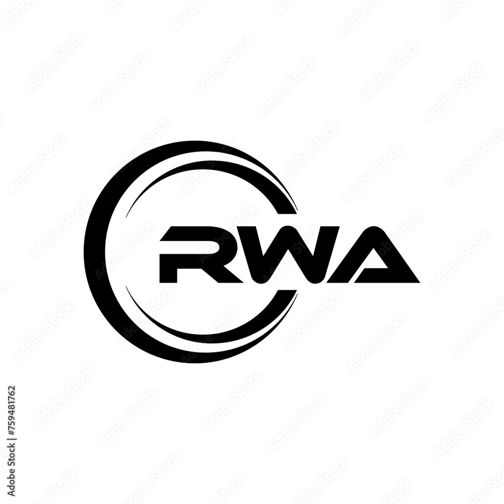 RWA letter logo design with white background in illustrator, cube logo ...