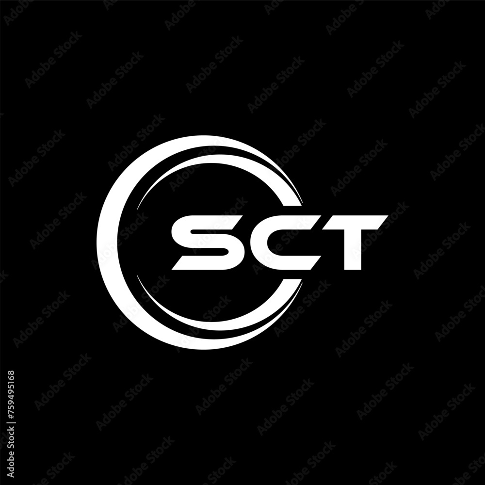 SCT letter logo design in illustration. Vector logo, calligraphy ...