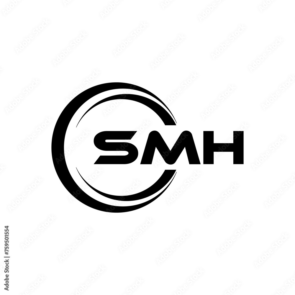 SMH letter logo design in illustration. Vector logo, calligraphy ...
