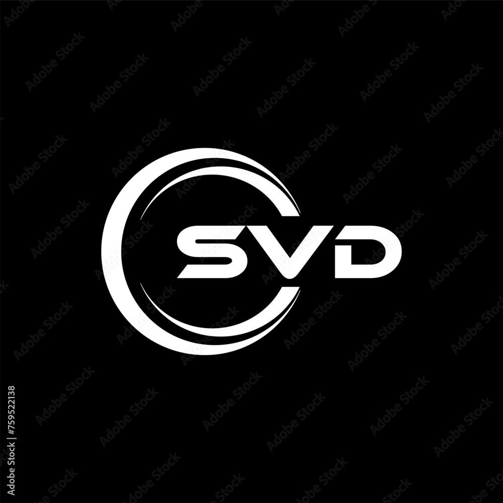 SVD letter logo design with black background in illustrator, cube logo ...