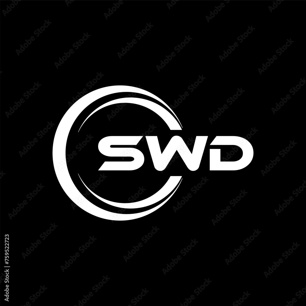 SWD letter logo design with black background in illustrator, cube logo ...