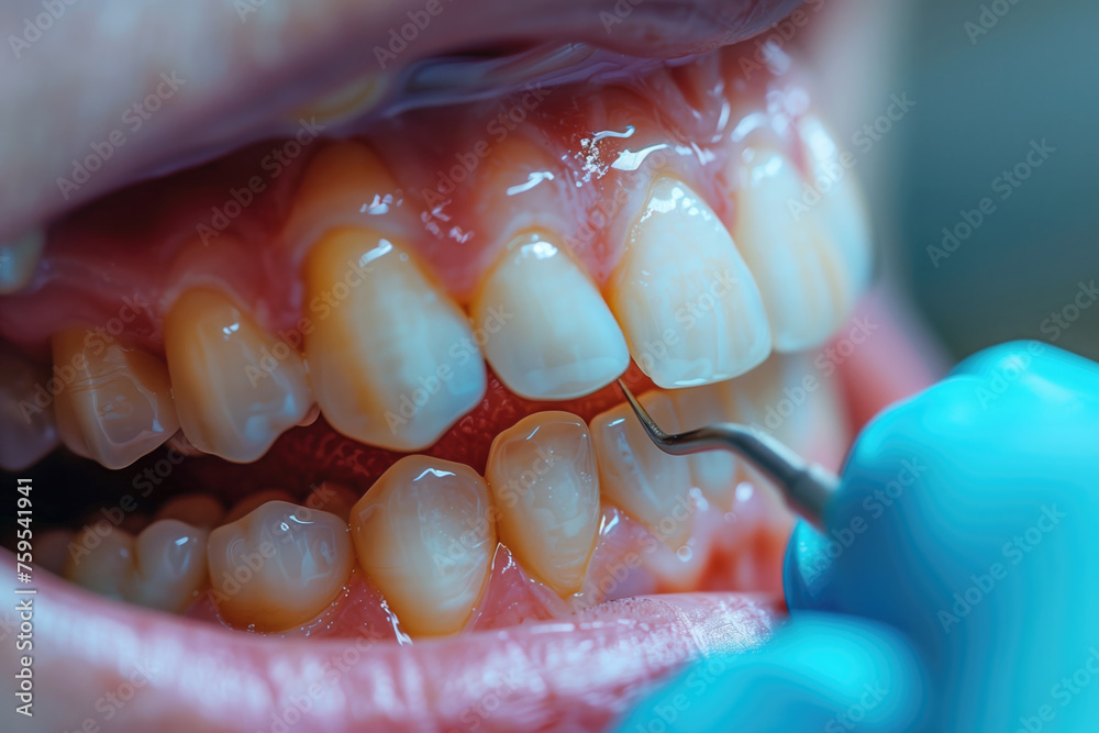 Dental examination, woman with toothache, periodontal disease in wisdom ...