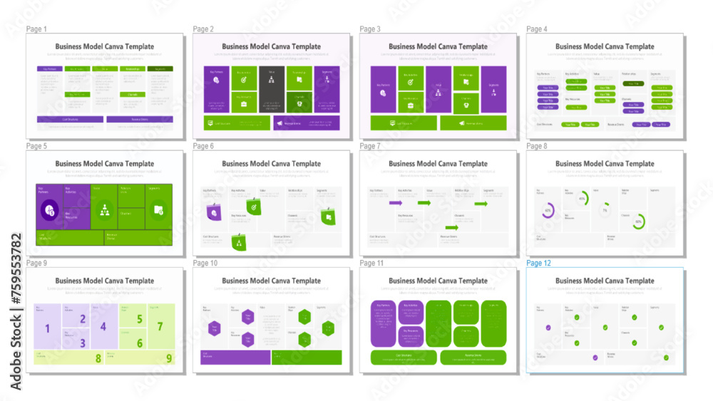business model canvas Templates Collections, Colorful infographic of ...