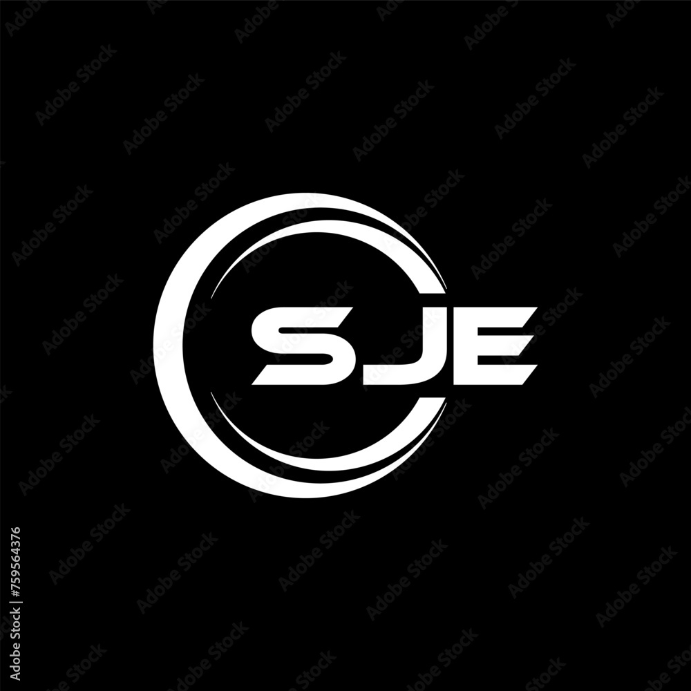 SJE letter logo design with black background in illustrator, cube logo ...