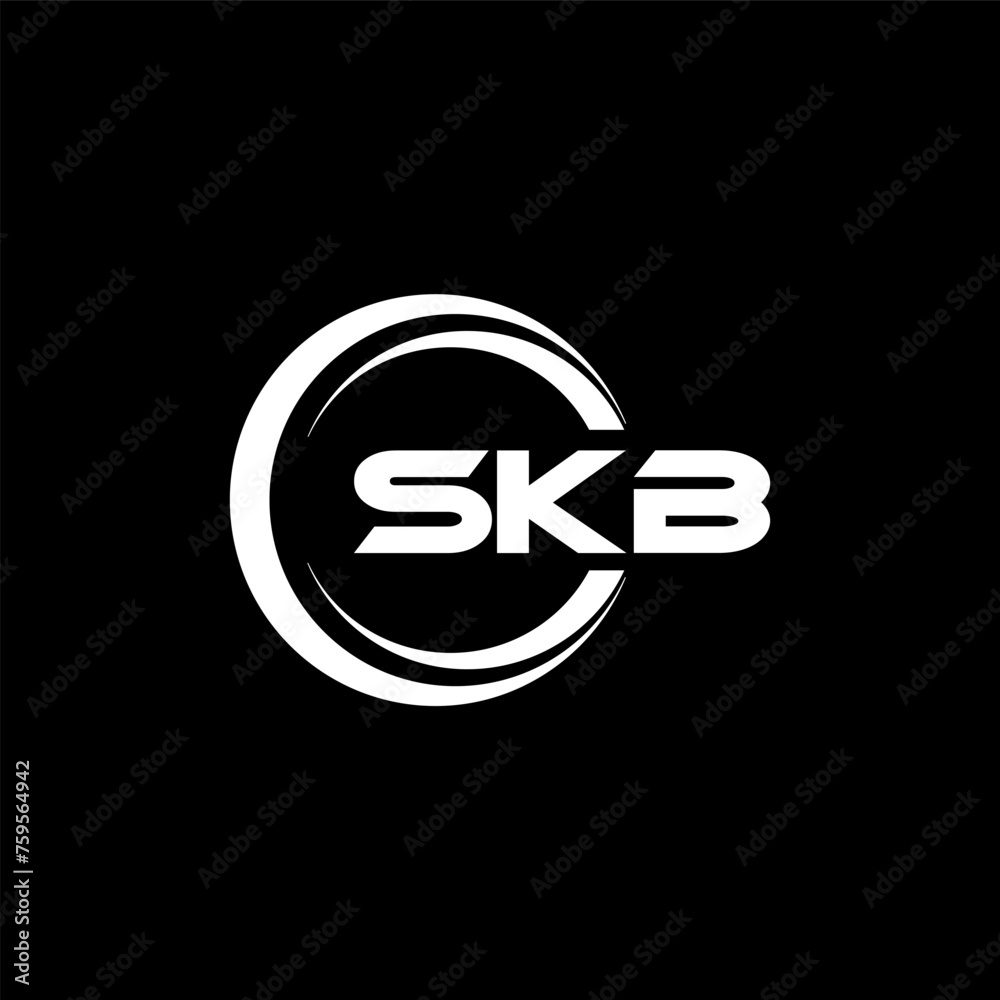 SKB letter logo design with black background in illustrator, cube logo ...