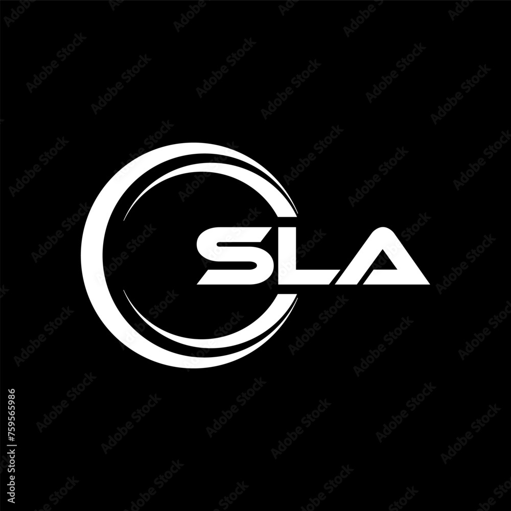 SLA letter logo design with black background in illustrator, cube logo ...