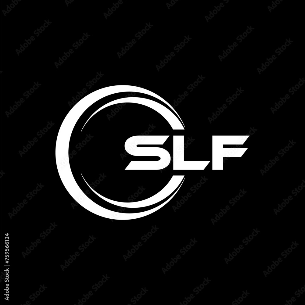 SLF letter logo design with black background in illustrator, cube logo ...