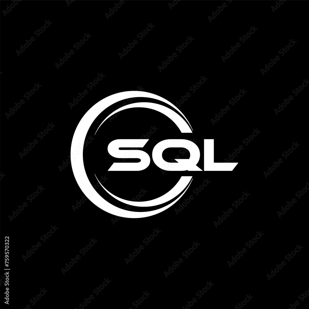 SQL letter logo design with black background in illustrator, cube logo ...
