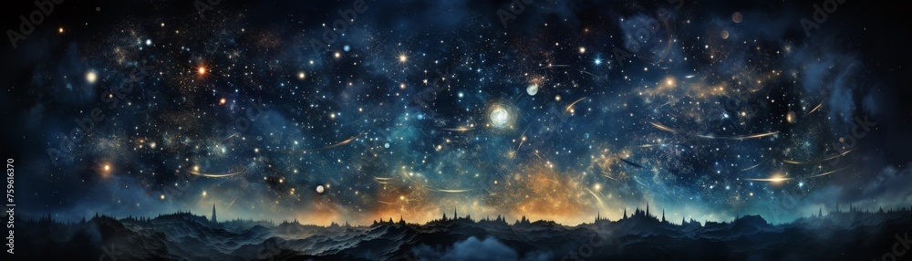 Stock image of a detailed star chart with constellations and celestial ...