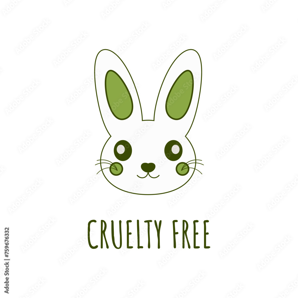 Symbol, sign of cruelty free. Green rabbit, concept of ethical ...