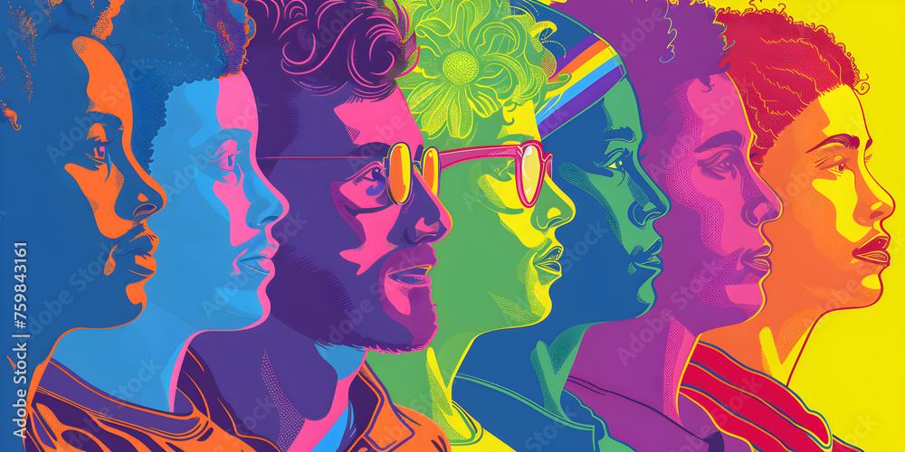 Vintage Inspired 1970s Pop Art Illustration Celebrating Pride Day and ...
