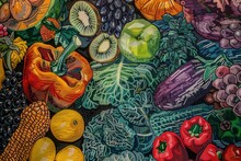 Mural Of Garden Vegetables Free Stock Photo - Public Domain Pictures