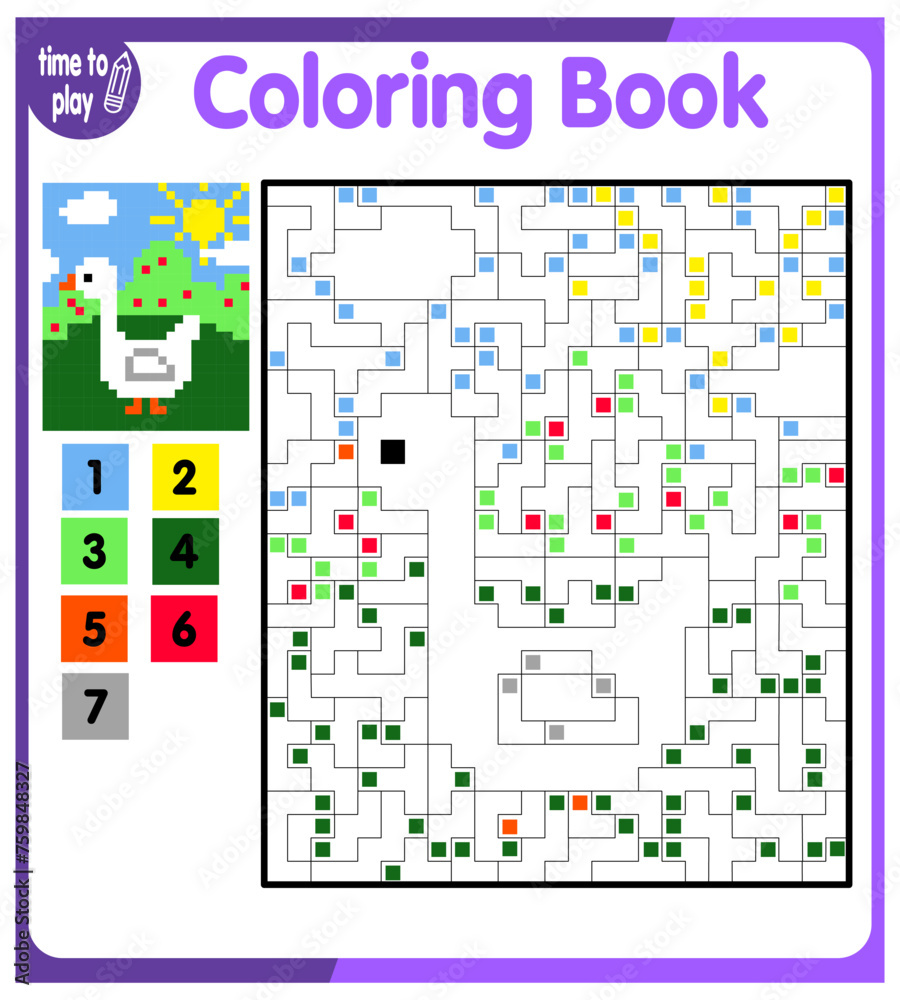 Coloring by numbers, educational game for children. Copy the image and ...