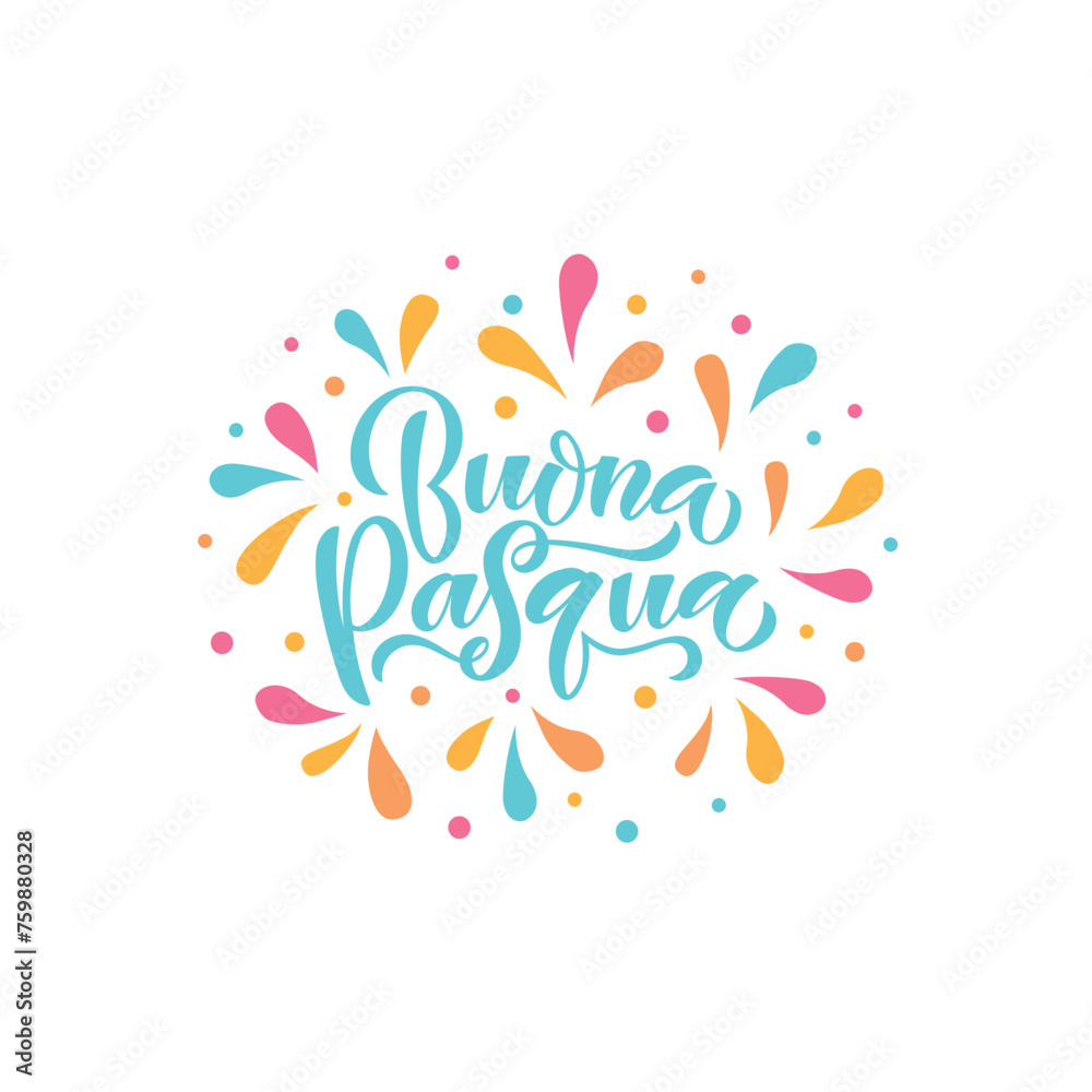 Happy Easter handwritten text in Italian (Buona Pasqua) isolated on ...