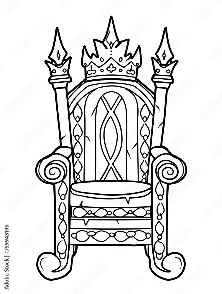 king throne, monochrome image for coloring. activities for children ...