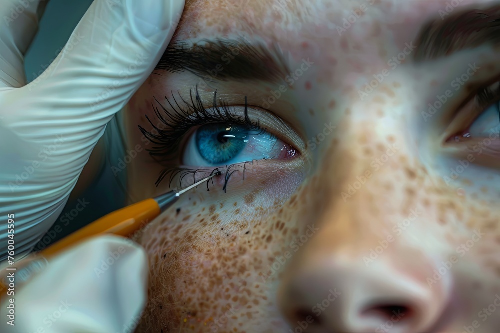 This close-up shot highlights the delicate process of tattooing on ...