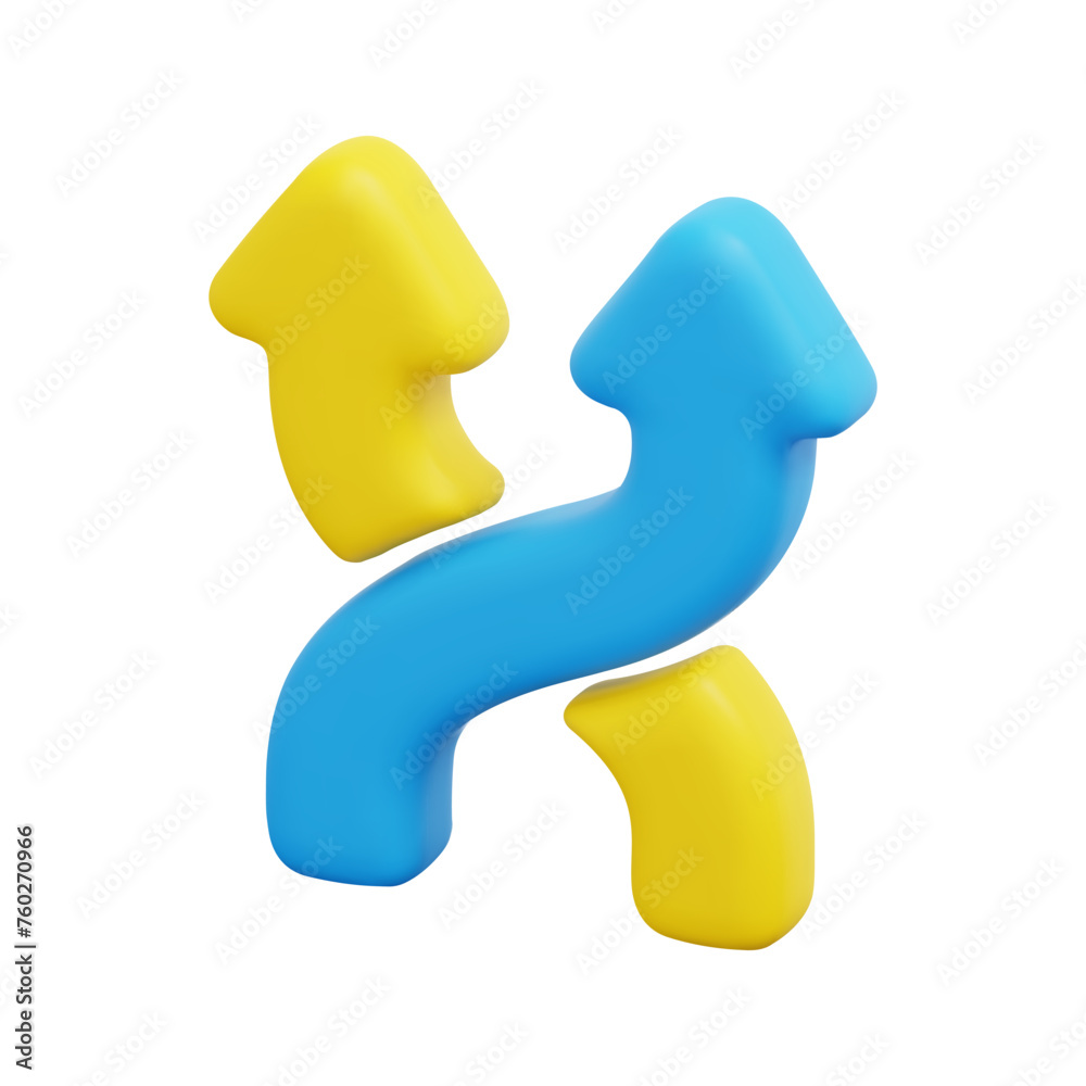 3d shuffle arrow vector icon. Isolated on white background. 3d arrow ...