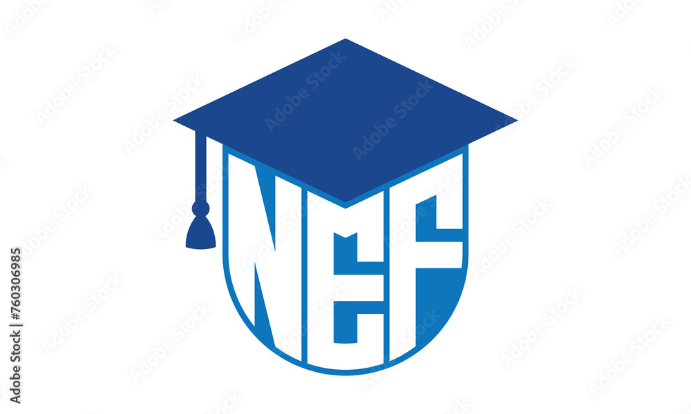 NEF initial letter academic logo design vector template. school college ...