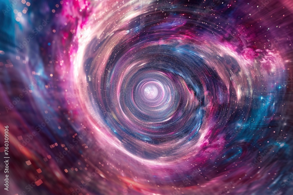panoramic view of a hyperspace tunnel, its swirling colors and ...