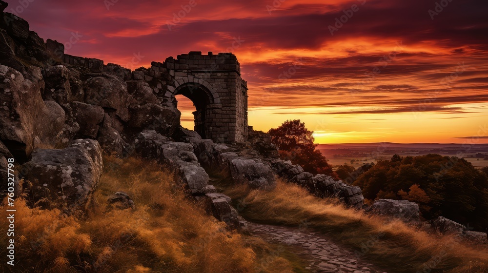 stronghold gate castle building illustration defense drawbridge, stone ...