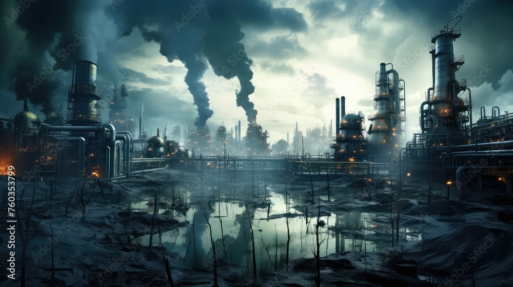 catalyst science chemical plant illustration distillation polymer ...