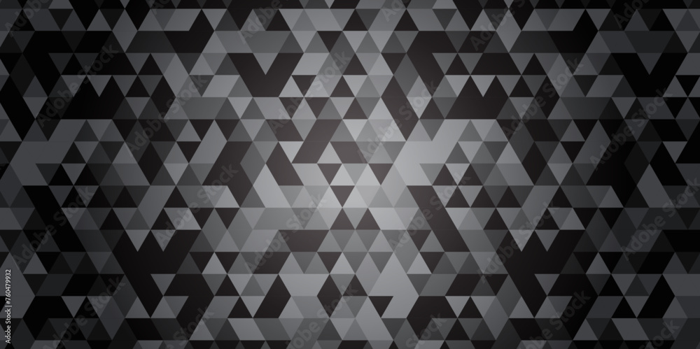 Abstract geometric black and gray background seamless mosaic and low polygon triangle texture ...