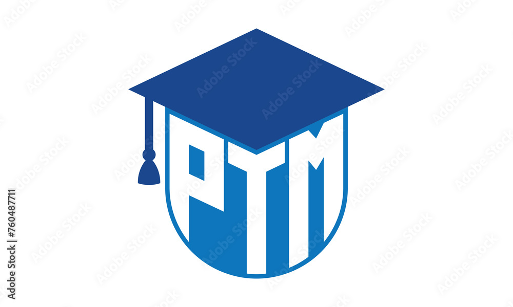 PTM initial letter academic logo design vector template. school college ...