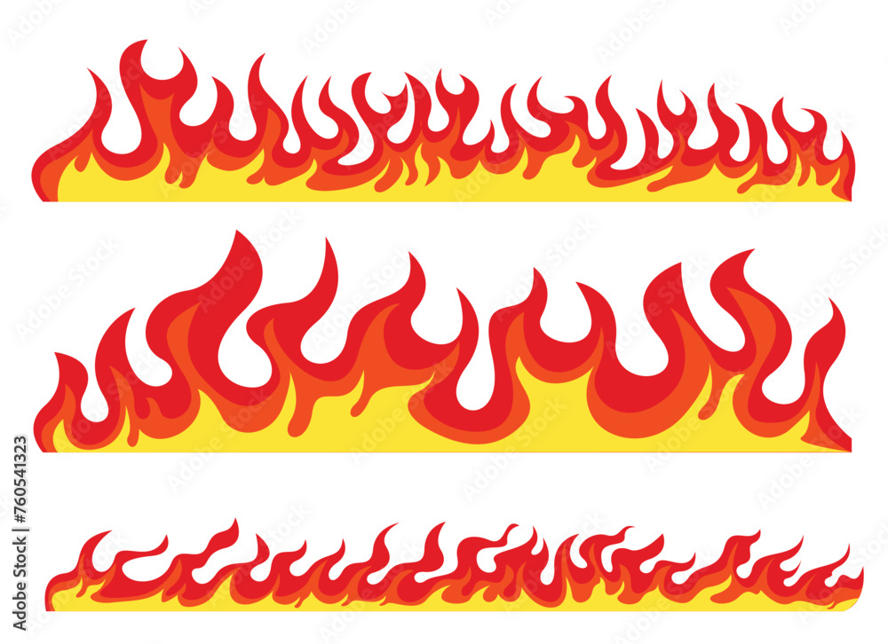 Cartoon Fire flames. red fire flames isolated vector illustration set ...