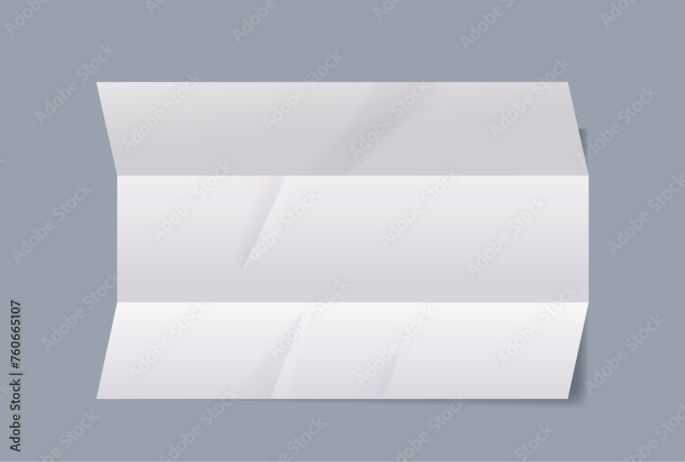 White Paper Sheet Mockup With Horizontal Fold Marks. Realistic 3d ...