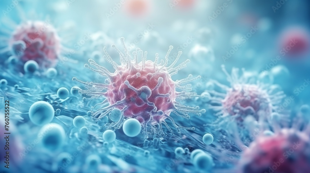 Molecular structure of cancer cells under microscope Stock Illustration ...