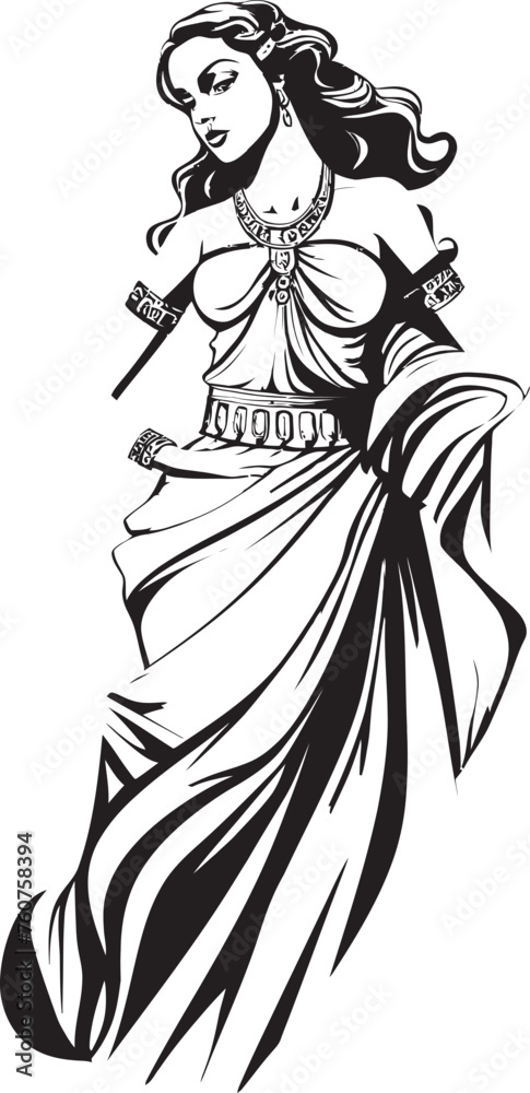 Classical Elegance Vector Logo of Beautiful Greek Lady Olympian ...