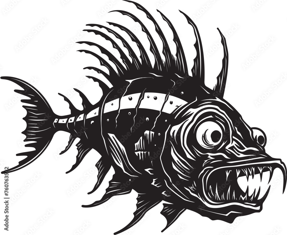 Diabolic Dive Evil Angler Fish Vector Logo Serrated Scales Angular ...