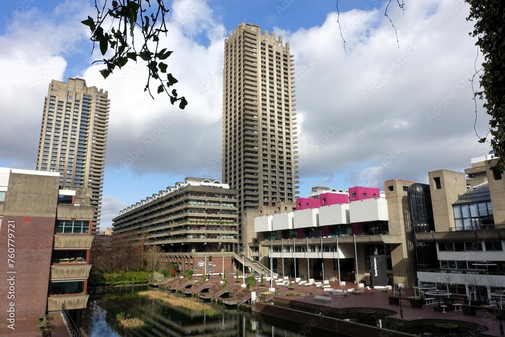The Barbican Estate in the City of London. The brutalist architecture ...