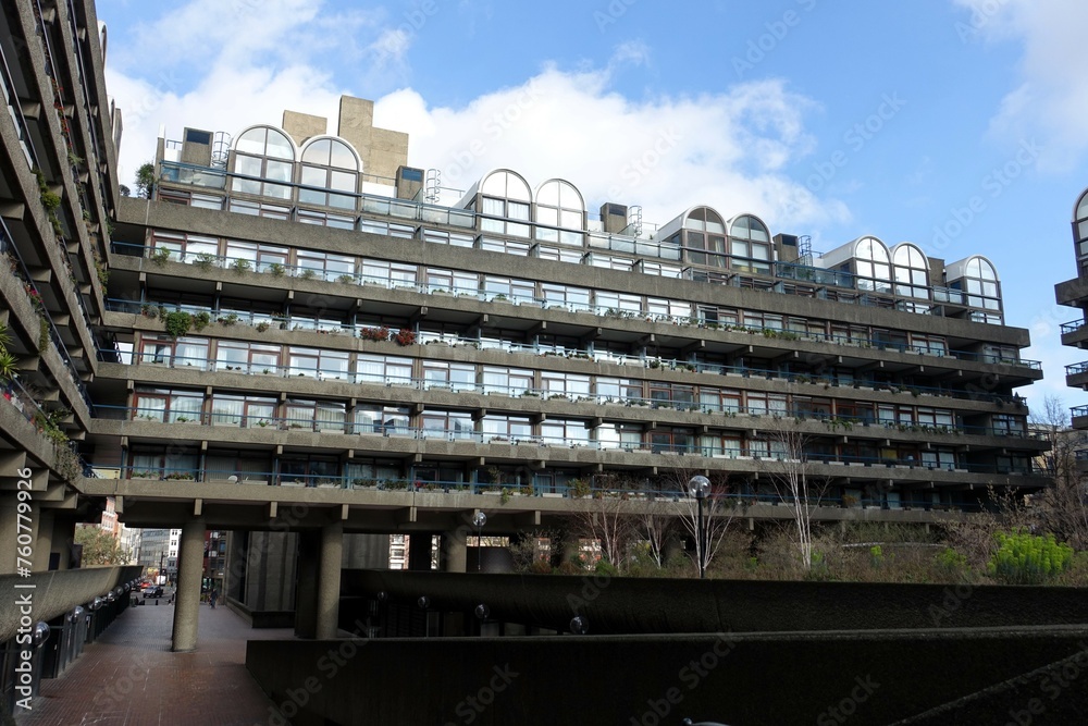 The Barbican Estate in the City of London. The brutalist architecture ...