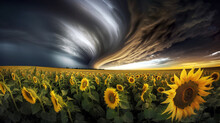 Sunflowers Flowers Thunderstorm Sky Free Stock Photo - Public Domain ...