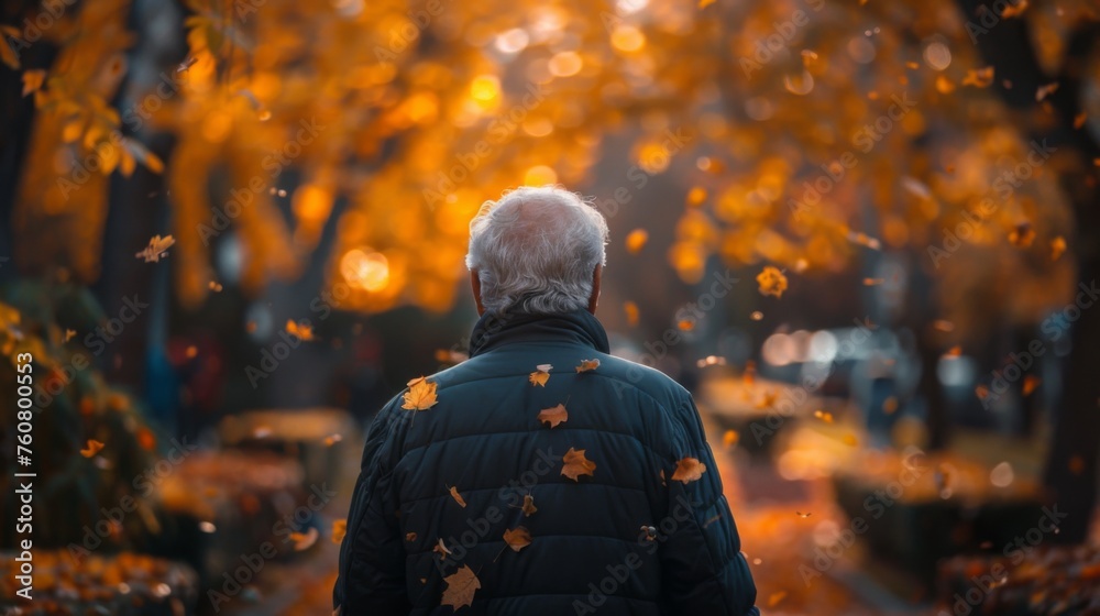 Medium shot portrait photography of man in his 80s walking on a random ...