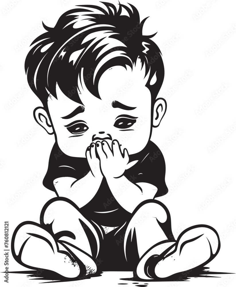 Vector de Stock Sorrowful Seth Emotional Cartoon Boy Symbol Weepy Willy ...
