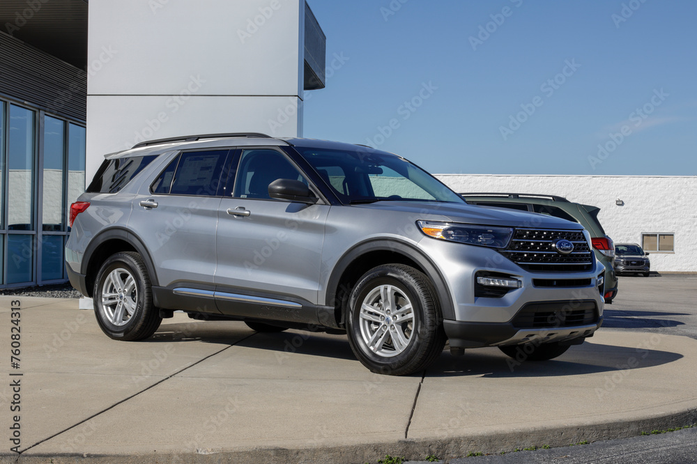 Ford Explorer XLT display at a dealership. Ford offers the Explorer in ...