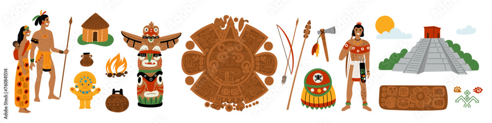 Maya civilization. Ancient Indian culture. Aztecs and Incas traditional ...