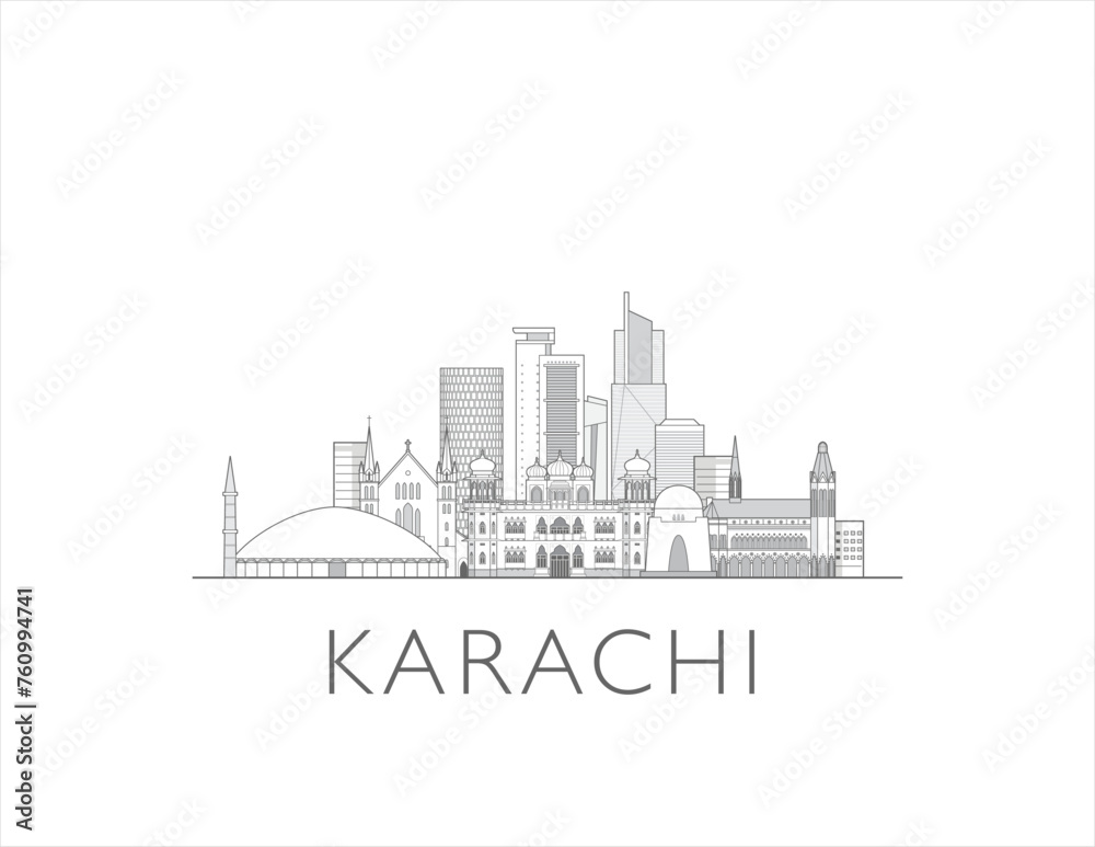 Karachi skyline cityscape line art style vector illustration Stock ...