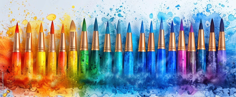 full color handwriting paint brush lettering latin alphabet letters ...