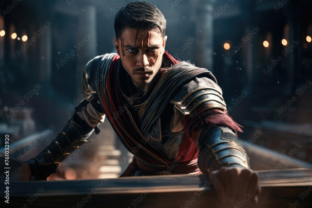 Gladiator in coliseum: fierce warrior in iconic roman arena, epitome of ...