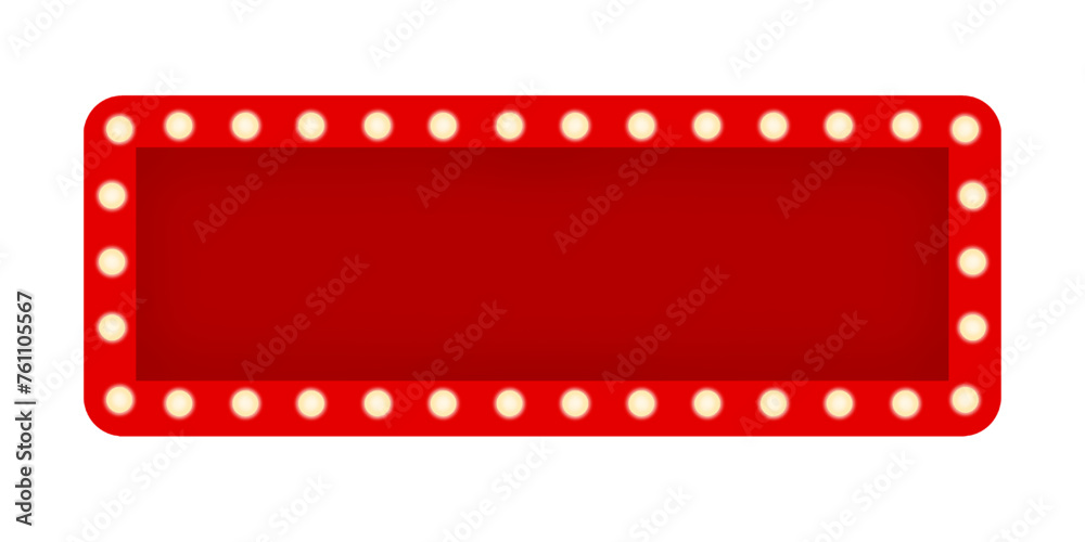 retro billboard blank signboard red rectangle curved corner frame with ...