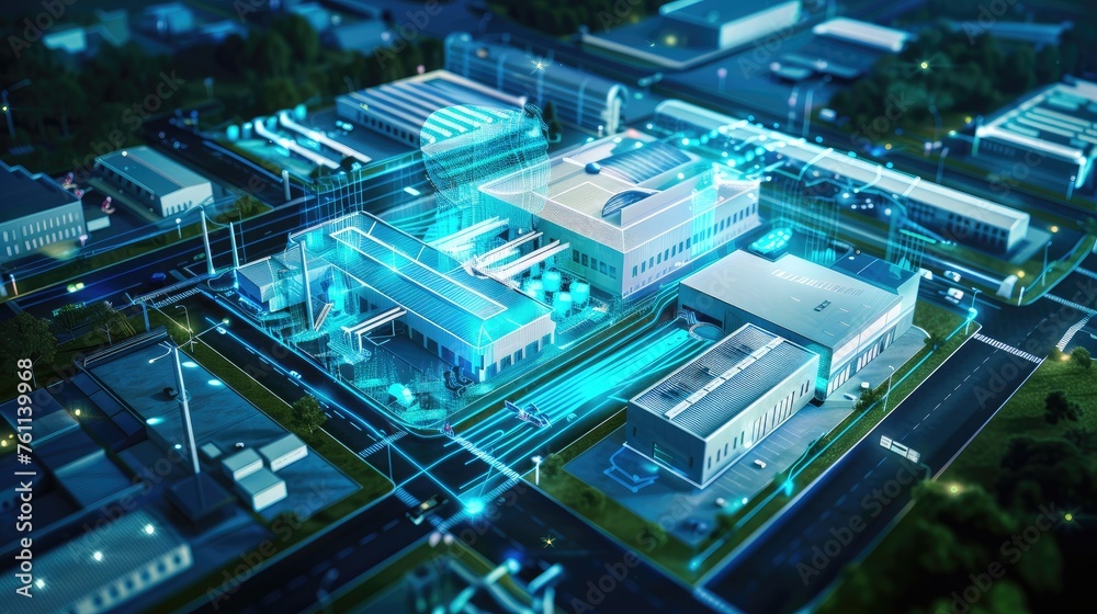 Security technology with AI smart surveillance control at factory and ...