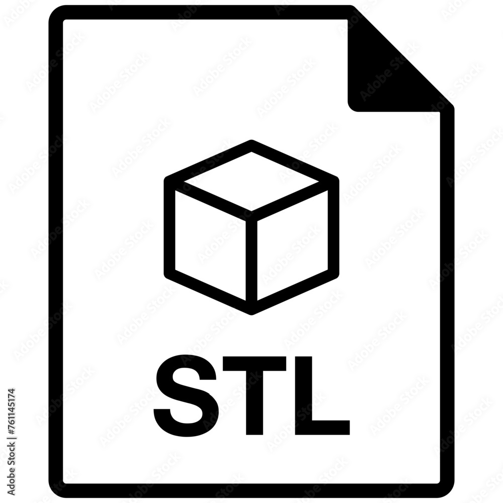 Single black STL file line icon, simple flat design infographic ...