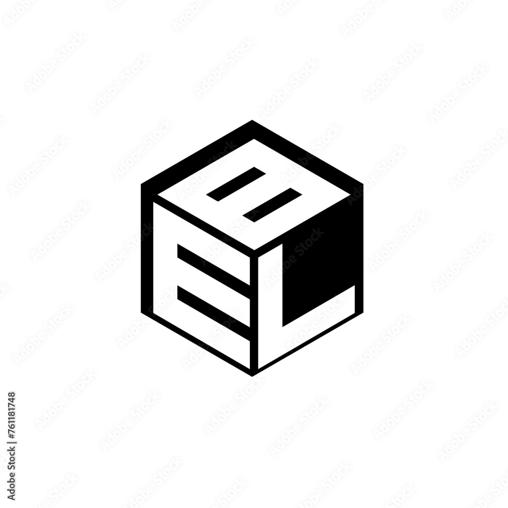 ELB letter logo design with white background in illustrator, cube logo ...
