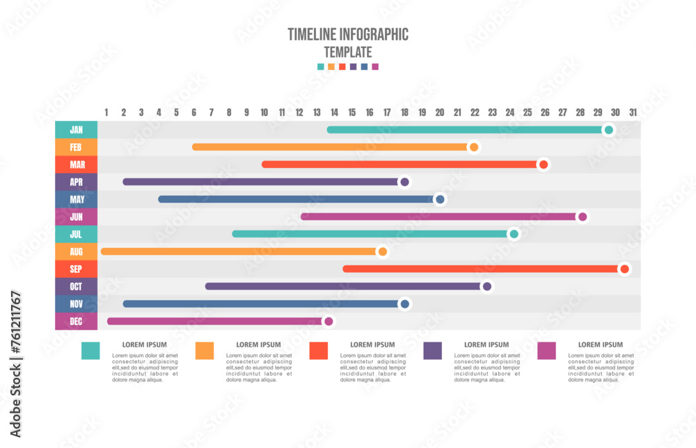 Infographic template, 12 options modern, Timeline diagram calendar ...