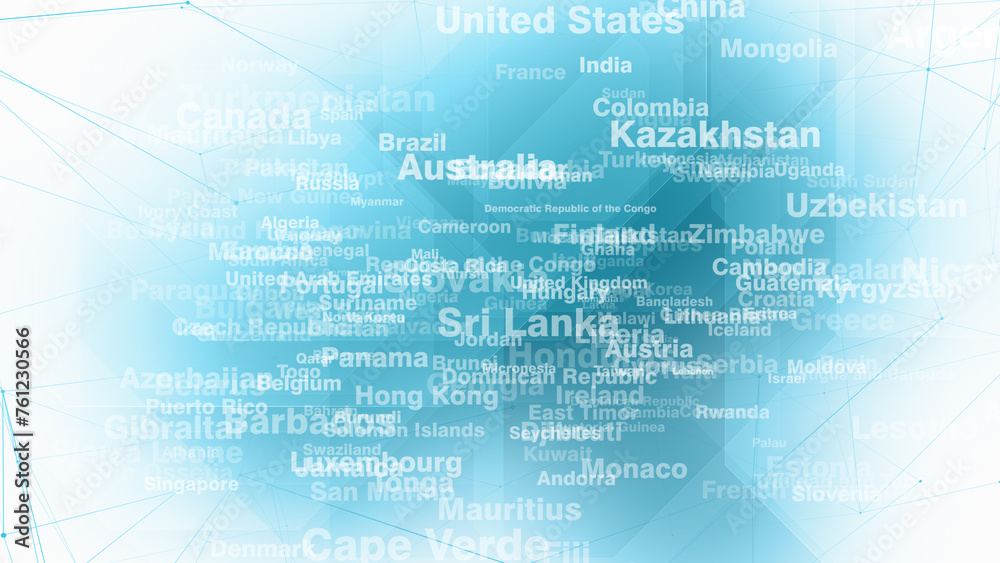 Country names are connected lines in global network of world ...